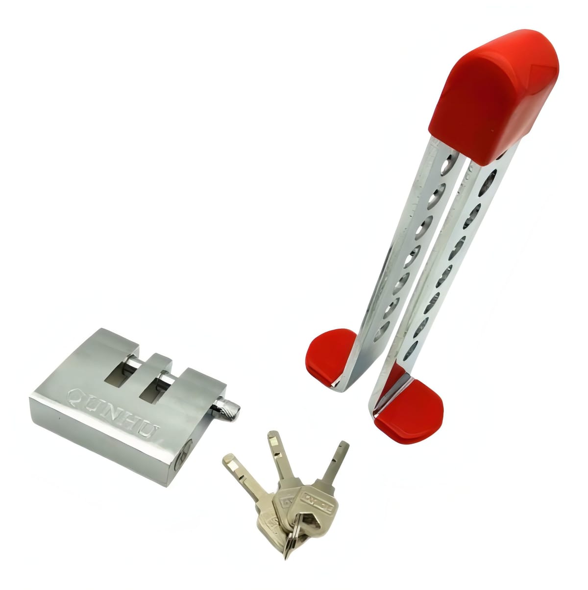 スチール構造：耐久性の高いスチール素材を採用し、切断や破壊に強い設計。簡単装着設計：工具不要で素早くブレーキペダルに固定可能。日常の防犯対策にも最適。汎用対応：軽自動車・普通車・トラックなど幅広い車種に対応。※ペダルサイズをご確認ください。...