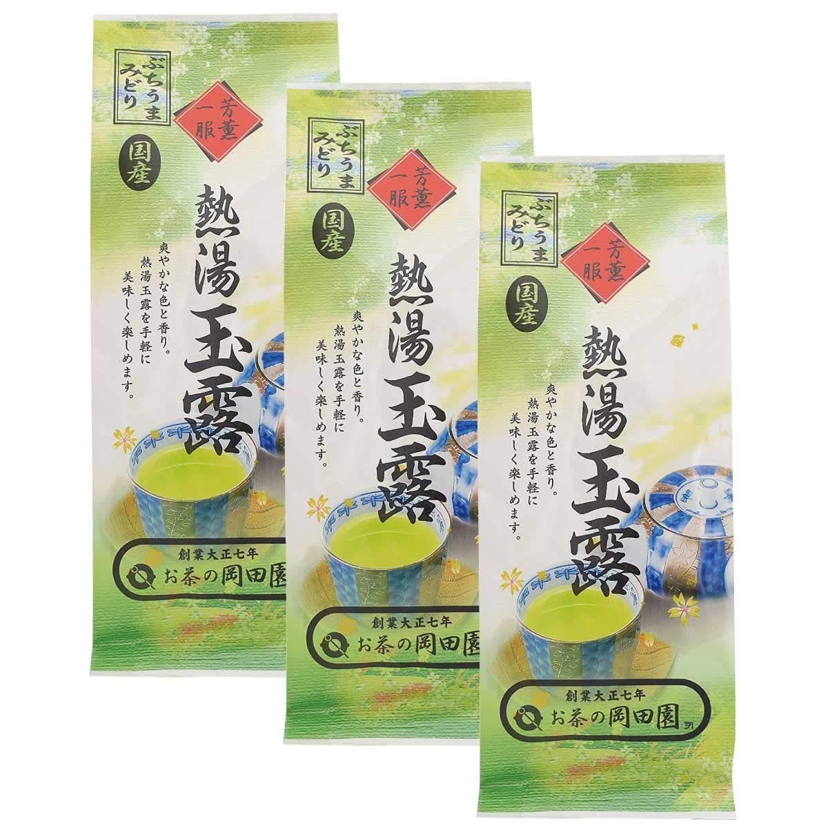 品名：ぶちうまみどり 熱湯玉露名称：かぶせ茶原材料名：緑茶（国産）、調味料（アミノ酸等）、発色剤（重曹）保存方法：高温多湿を避け、移り香にご注意ください。 岡田園 ぶちうまみどり 熱湯玉露 かぶせ茶 リーフタイプ 120g 熱湯玉露とはかぶ...