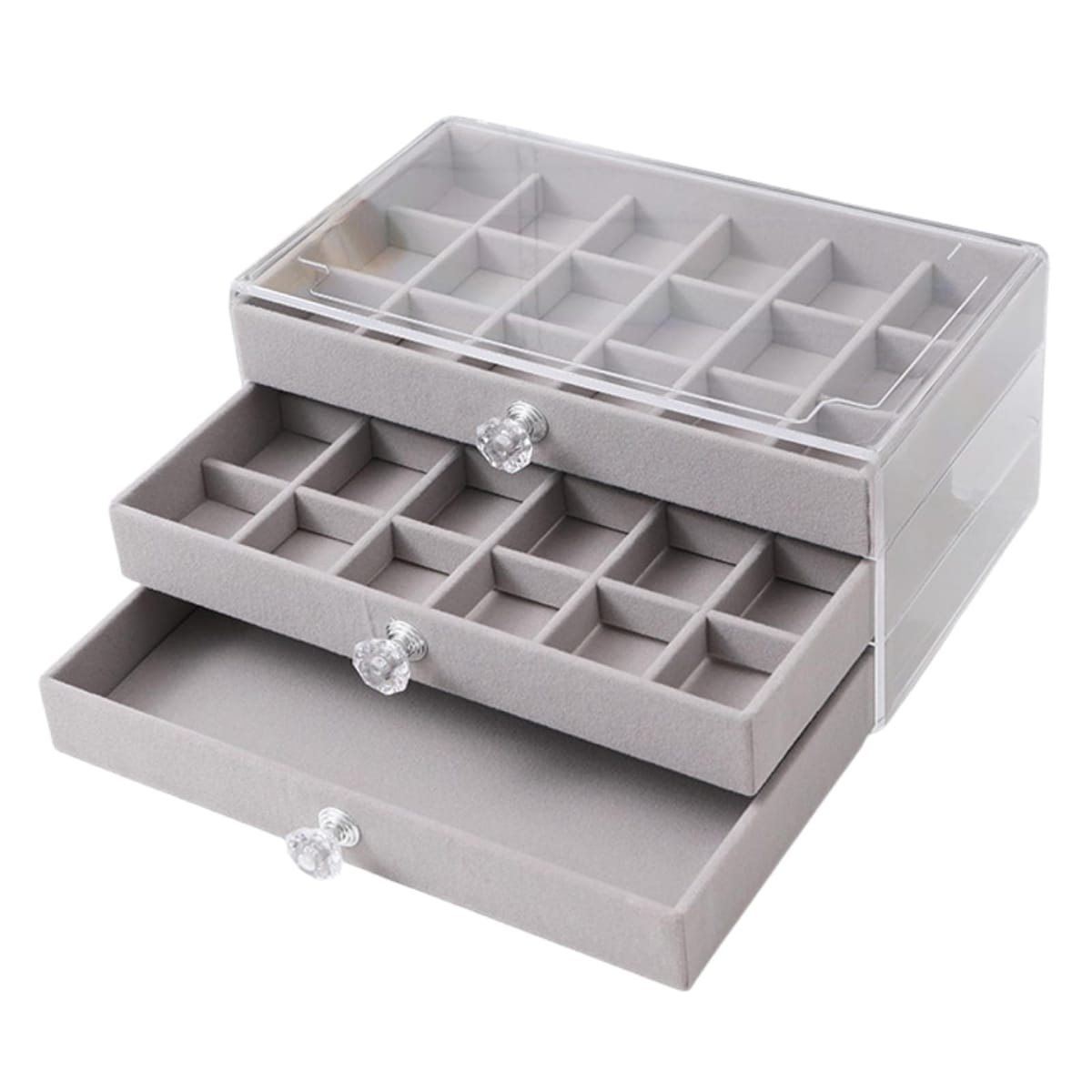 【大容量収納】コンパクトながら36区画の大容量設計で、アクセサリーをすっきり収納。【整理整頓しやすい】3段の引き出しで、ピアス・指輪・ネックレスを種類別に美しく分類。【高級感あるデザイン】上品な色合いと透明カバーで、洗練された空間を演出。【...