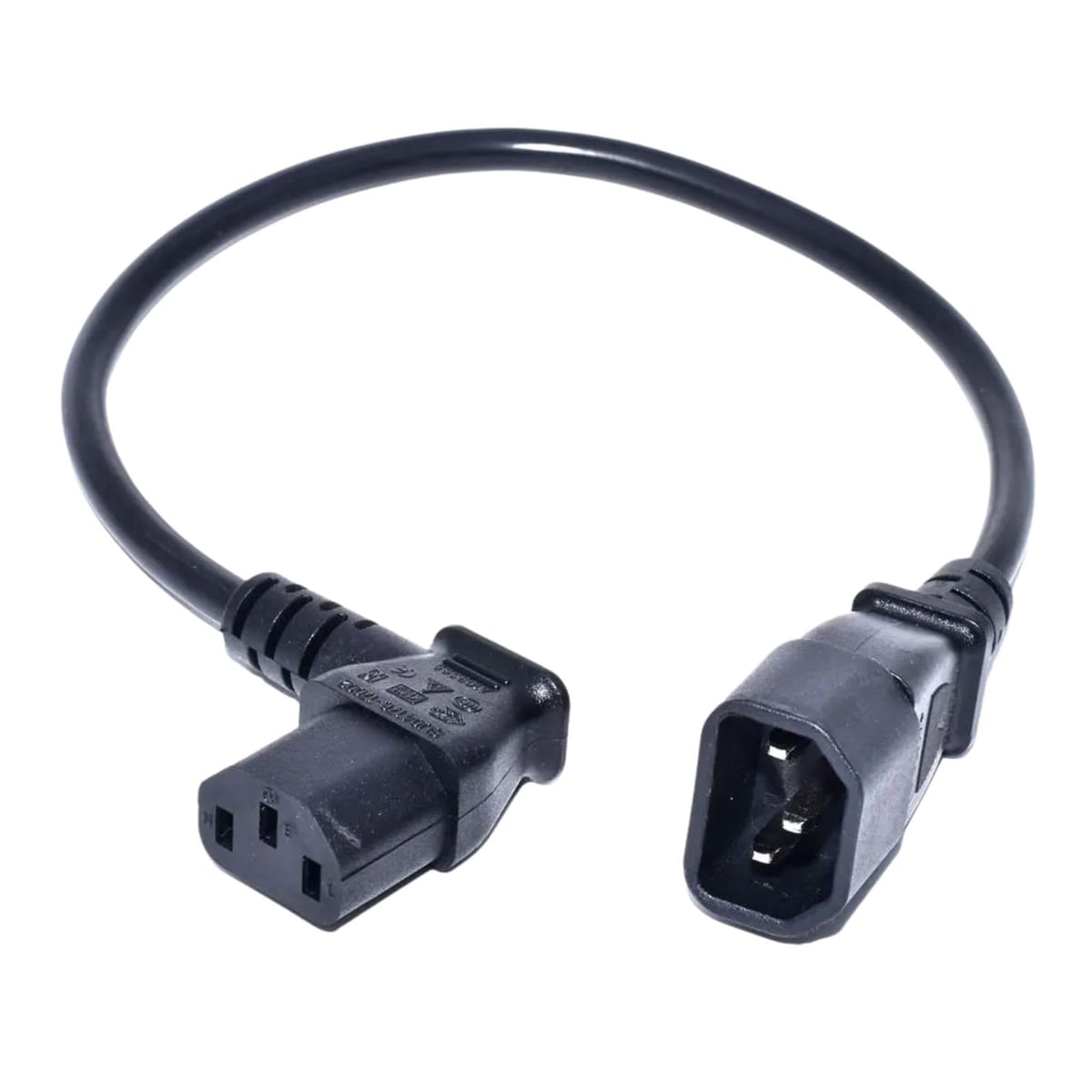 【商品】IEC320 C14 オスから90度 C13 メスコンピューターホストプリンター延長ケーブル。コンピュータ、サーバー、ルーター、スイッチ、モニターなどの電源ケーブルの延長に使用。【18AWG、10A 250V定格電力、純銅線芯を使用...