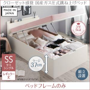 【組立設置サービス付】 跳ね上げ式ベッド 収納付きベッド ベッドフレーム すのこ収納 収納付き 収納ベッド 跳ね上げ ベッドフレームのみ（マットレス無しタイプ）【縦開き】 セミシングル セミシングルベッド レギュラー丈 【深さ:ラージ】▼タ...