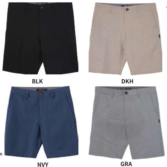 カラー：ブラック（BLK）、ダークカーキ（DKH）、グラファイト（GRA）、ネイビー（NVY） サイズ：28,30,32,34素材：ポリエステル 64%、コットン 28%、ポリウレタン 8%丈：19インチ アウトシーム、 9インチ インシー...