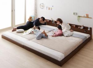 商品名キングベッド 家族 ファミリー 親子 ワイド マットレス付き ローベッド ロータイプ フロア 低床 低い 連結可 つなげる ロングサイズ 宮付き ヘッドボード 枕元 棚 ラック 携帯置き ティッシュ置き メガネ置き リモコン 頭上 収...
