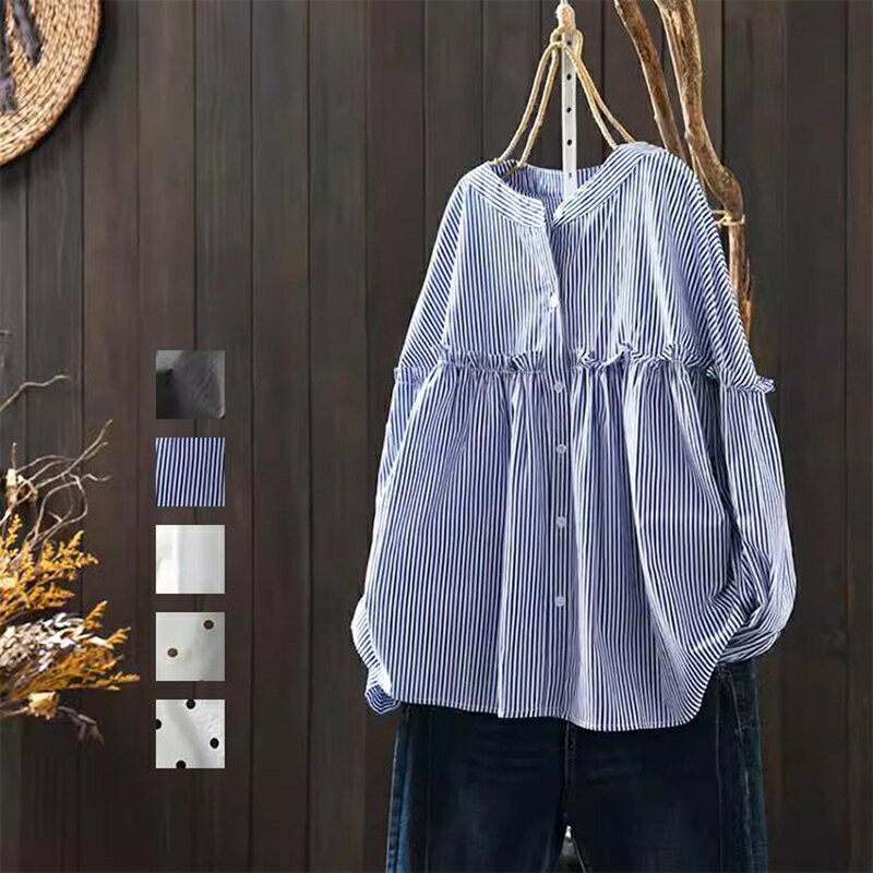 キーワード：シャツ ブラウス レディース チュニック トップス 無地 ロングシャツ 長袖 秋 aライン シャツブラウス ロング 大きいサイズ アウター 羽織り uネック 春 体型カバー お洒落 カジュアル風 フリル 可愛い シャツ ブラウス...