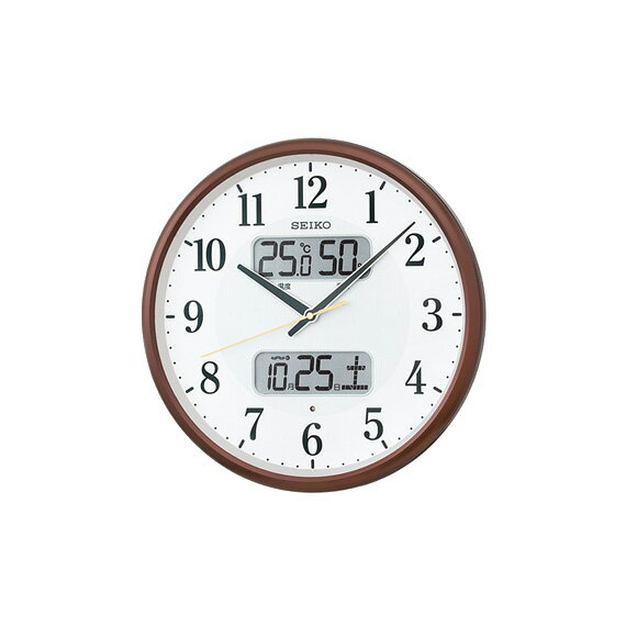SEIKO(セイコー) 掛け時計 電波時計 アナログ スタンダード（液晶） KX383B　のスペックサイズ縦 350 × 横 350 ×奥行 52 (mm) 1.2kg素材プラスチック枠 （茶メタリック塗装 ）前面：ガラス機能・電波修正機能...