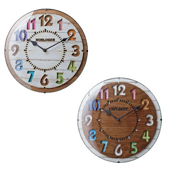 掛け時計 電波時計 ナチュラル ステップムーブメント レイヤード フォルリ　(IF-CL8332)　のスペックサイズ直径30×厚み5cm重さ0．9キロ素材木(ブラウン)/MDF(ホワイト)、プラスチック、ガラス機能時計、ステップ秒針備考単3...