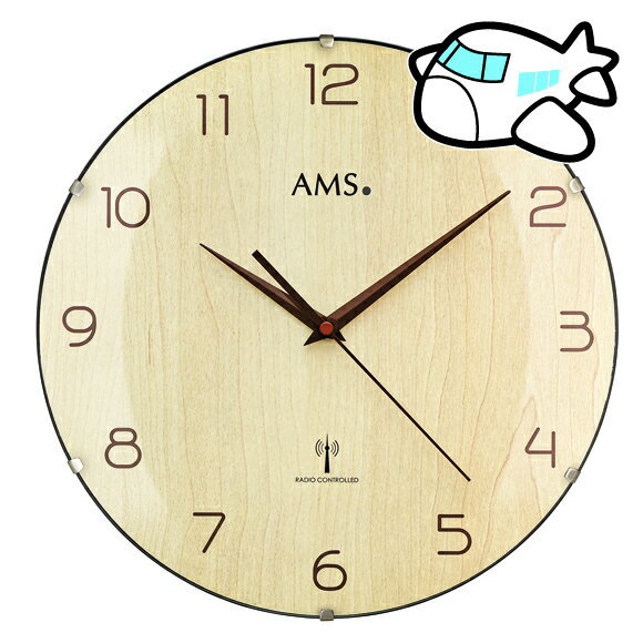 AMS 掛け時計 ドイツ製 ナチュラル 丸型 シンプル 洋室 AMS5557 納期1ヶ月程度　(YM-AMS5557)　のスペックサイズ直径32×厚み5cm素材ガラス、合板、メタル機能掛け時計ムーブメント/ユンハンス社製クォーツ※文字盤に小...
