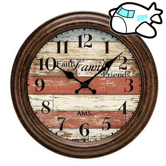 AMS 掛け時計 ドイツ製 リビング ブラウン AMS9619 納期1ヶ月程度　(YM-AMS9619)　のスペックサイズ直径28×厚み5cm素材合板、メタル、前面ガラス機能掛け時計ムーブメント/ユンハンス社製クォーツ※文字盤に小さな電波時...