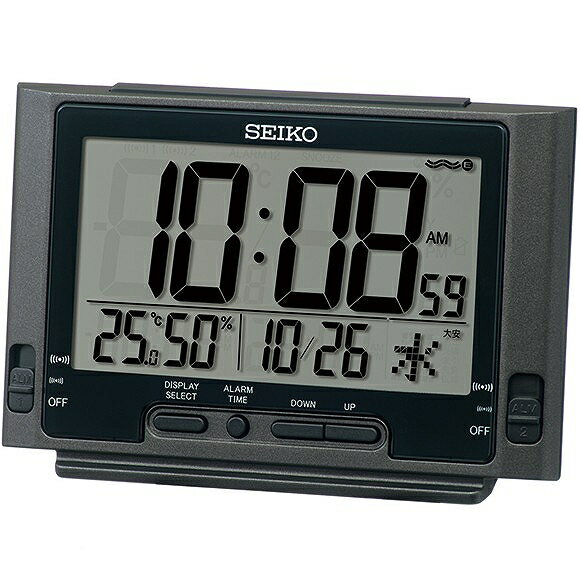 セイコー(SEIKO) 目覚まし時計 デジタル 温度湿度表示つき SQ320K　のスペックサイズ縦84 X 横132 X 奥行46 (mm) 機能電波、簡単デジタル、スヌーズ、一発、音量切替、ライト、フルオートカレンダーメーカー希望小売価格...