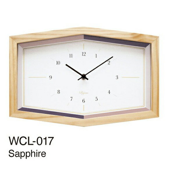 掛け時計 掛時計 アナログ 31cm 六角形 スイープ 秒針なし 音がしない 静音タイプ 壁掛け時計 おしゃれ 北欧 ビジュー サファイヤ　(EL-WCL-017)　のスペックサイズW31×H21×D4cm、重さ0.6kg素材木　ガラス　機...