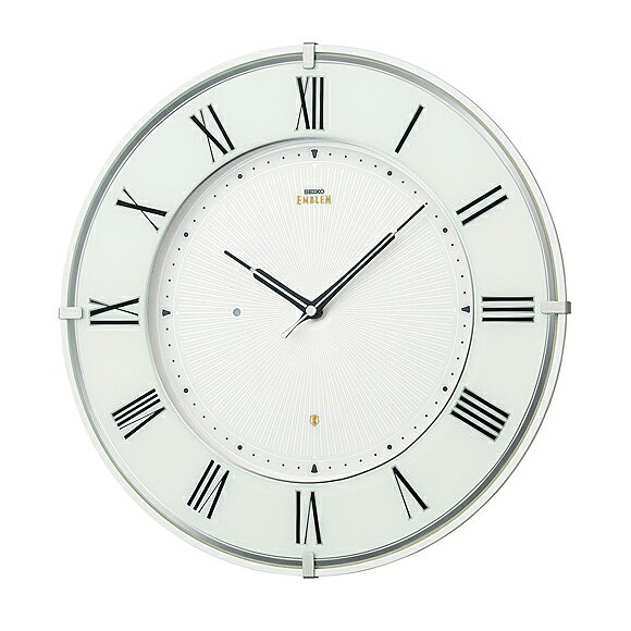 SEIKO(セイコー)EMBLEM 掛け時計 電波時計 HS542W　のスペックサイズ直径35.9x2.9(cm)素材木枠（MDF　白パール塗装　光沢仕上げ）、前面：ガラス機能電波修正機能（40kHz/60kHz自動選局・受信OFF機能つき...