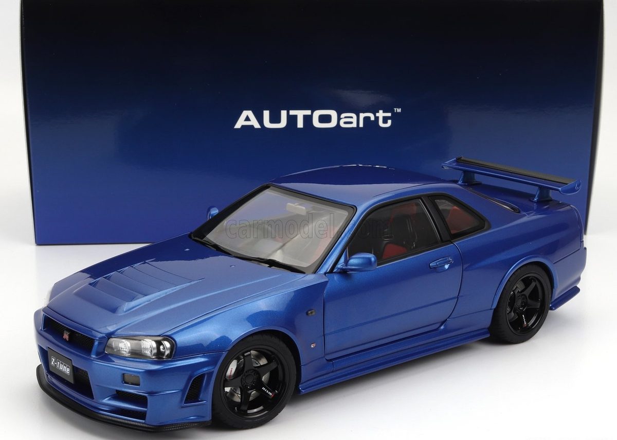 Trademark: AUTOARTBrand: NISSANModel: SKYLINE GT-R (R34) Z-TUNE 2002Scale: 1/18Manufacturer code: 77462Colour: BAYSIDE B...