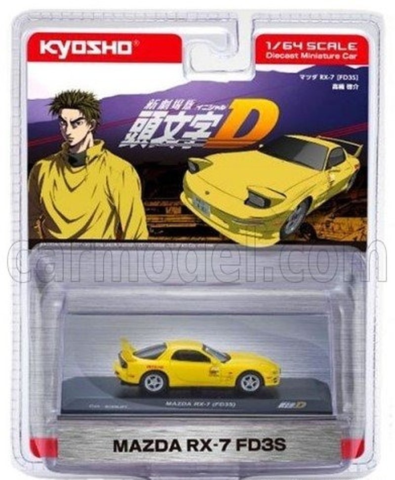 Trademark: KYOSHO Brand: MAZDA Model: RX-7 (FD3S) INITIAL D Scale: 1/64 Manufacturer code: K07057A2B Colour: YELLOW Mate...