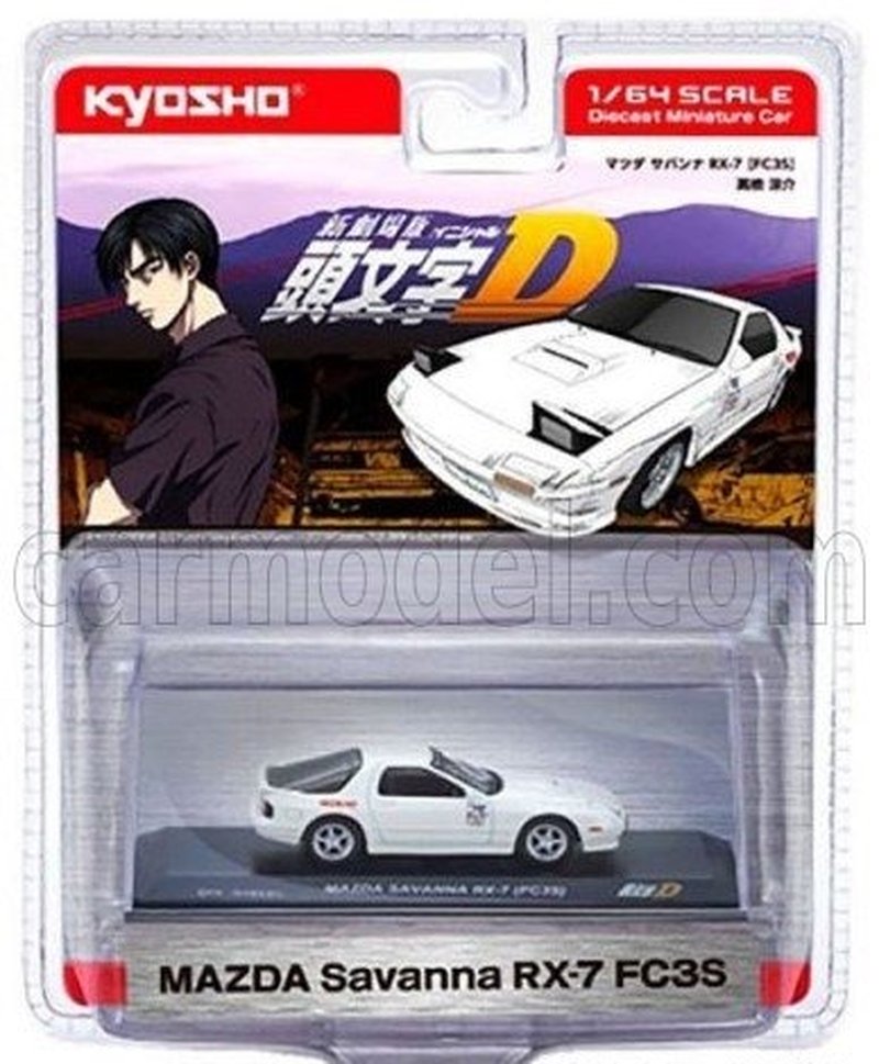 Trademark: KYOSHO Brand: MAZDA Model: RX-7 (FC3S) SAVANNA INITIAL D Scale: 1/64 Manufacturer code: K07057A3B Colour: WHI...