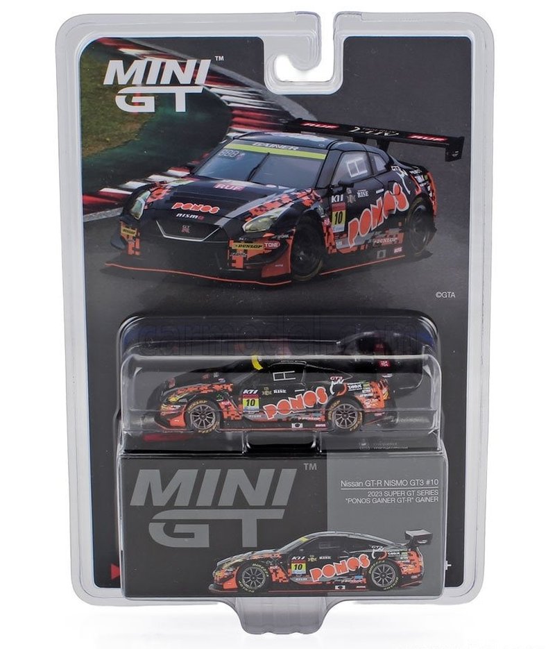 Trademark: MINI GT Brand: NISSAN Model: GT-R NISMO TEAM PONOS GAINER #10 GT300 CLASS SUPER GT Scale: 1/64 Manufacturer c...