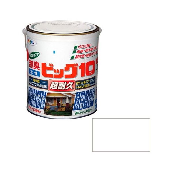 商品説明★ 特殊フッ素樹脂、反応硬化型シリコン変性アクリル樹脂、紫外線防止材(HALS)の相乗効果により、汚れにくく、耐久性に優れた高性能塗料★ サビドメ剤・防カビ剤を配合していますので、長期間サビやカビの発生を防ぎます。★ いやな臭いのし...