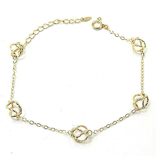 ★お揃いのネックレスはこちらにございます★ 仕様：1個材質18金ゴールド 大きさ(約)チェーン　幅　1.5mmデザインチャーム(5個)　幅　5mm全長　 19cm(アジャスター部3cm)重量(約) 1.3g 　他店舗でも同時に販売しておりま...