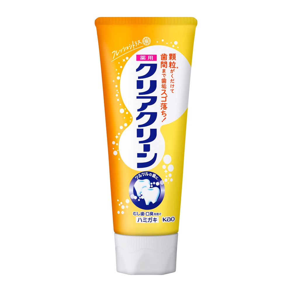 すみずみまでツルツルの歯に。 ●顆粒*がくだけて、ハブラシが届かない歯間の歯垢まで押し出す！ ●フッ素配合：むし歯の発生と進行を防ぐ。 ●口中を浄化。 ●口臭を防ぐ。 ●みずみずしいフレッシュシトラスの香味。 リニューアルに伴い、パッケージ...