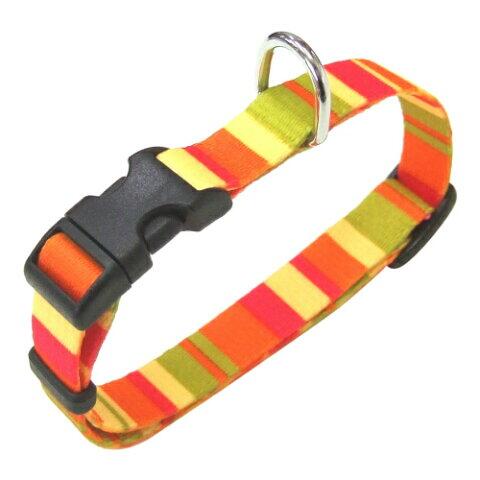 　お洒落なボーダー柄の首輪です。ワンタッチで簡単に装着できます。 ■対象：体重10kgまで、首回り290〜390mmの小型犬向け ■素材：ナイロン ■生産国：韓国 ※トップページにメール便についての注意書きがございますので、必ずお読みくださ...