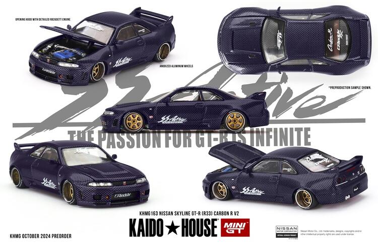 商品説明 MINI GT 1/64 Nissan スカイライン GT-R R33 Active Carbon R V2右ハンドル KHMG163 人気の KAIDO HOUSE × MINI GT シリーズ の1/64スケールミニカーです。...