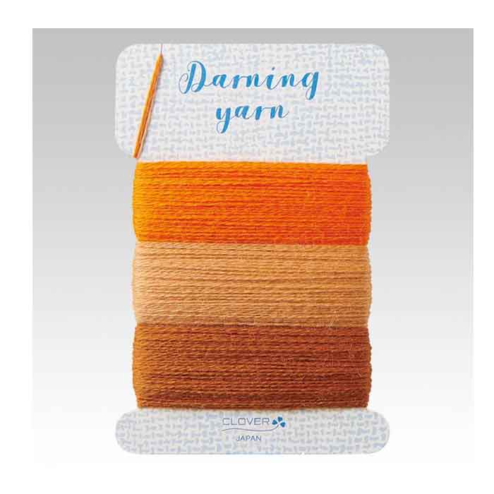 商品名：クロバー ダーニング糸 マンダリン メール便/宅配便可品　番：57-584素　材：ウール50% アクリル50%容量：3色入(各約16m巻)ダーニング糸 刺繍 刺しゅう 修繕 クロバー クローバー ハンドメイド 手芸 ニットの穴あきな...