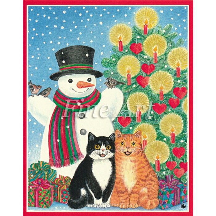 商品名：シャドープリント「ネコと雪だるまのクリスマス」 FA17-29メール便/宅配便可品　番：fa17-29サイズ：ノートカード素　材：-重　量：-詳　細：切り方図案付きセット 5枚1組　納　期：1〜2週間以内に配送シャドーボックス シャ...
