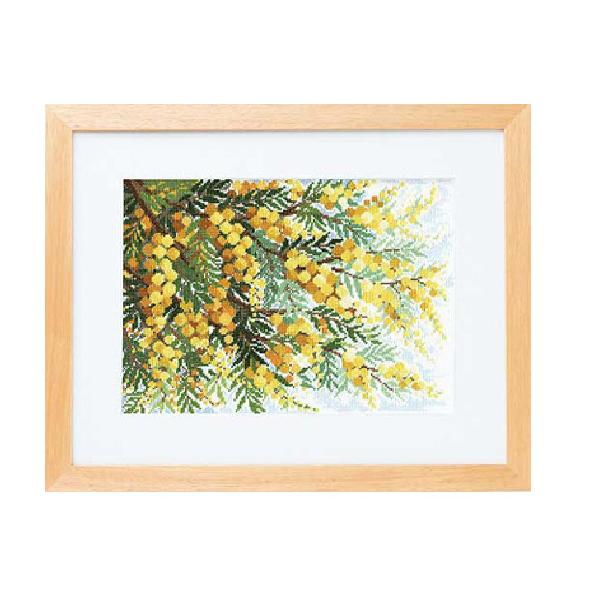 商品名：オリムパス 刺繍 キット クロスステッチ ミモザの咲く丘メール便/宅配便可品　番：no-7178出来上がりサイズ：額外径：縦38.7cmx横47.7cm、額内径：縦33.3cmx横42.2cmマット紙内径：縦23.4cmx横32.5...