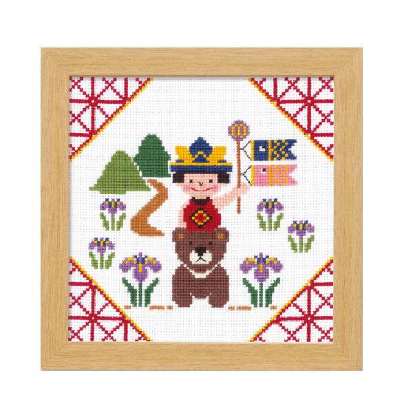 商品名：オリムパス 刺繍 キット クロスステッチ 金太郎とくまメール便/宅配便可品　番：no-7478出来上がりサイズ：額外径：縦24.4×横24.4、額内径：縦20×横20キット内容：25番ししゅう糸(綿100％)No.5500布（ジャバ...