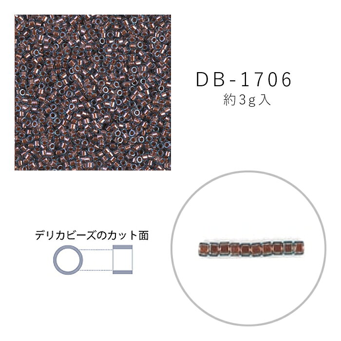 商品名：MIYUKI デリカビーズ DB-1706 アクアスキ中染 3g メール便/宅配便可品　番：db-1706-3gサイズ：11/0 外径:約1.6mm 穴径:約0.8mm素　材：ガラス容量：3g(約600粒)詳　細：【加工の種類】 ス...