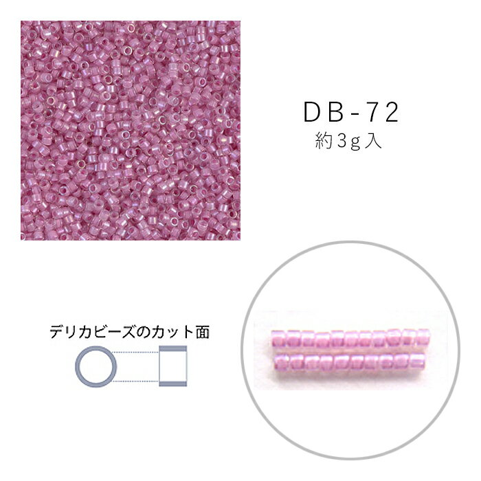 商品名：MIYUKI デリカビーズ DB-72 クリスタル中染 3g メール便/宅配便可品　番：db-72-3gサイズ：11/0 外径:約1.6mm 穴径:約0.8mm素　材：ガラス容量：3g(約600粒)詳　細：【加工の種類】 スキ、ツヤ...