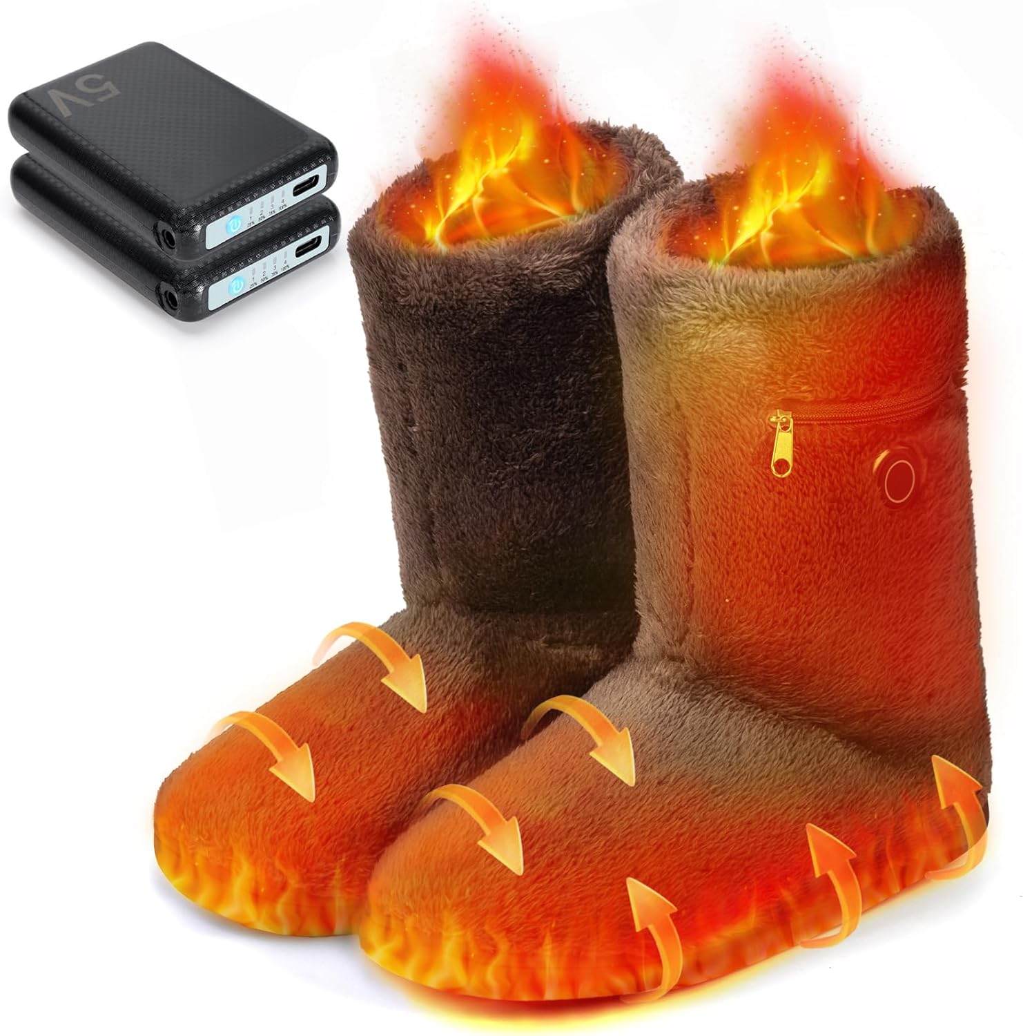 【2025年最新モデル！コードレスで自由に動ける電気スリッパ】バッテリーをスリッパ本体にすっきり収納。コードが絡む心配もなく、家中をストレスフリーに歩ける快適さを実感できます。おしゃれなミドル丈ブーツ型の足温器は足先からふくらはぎまでやさし...