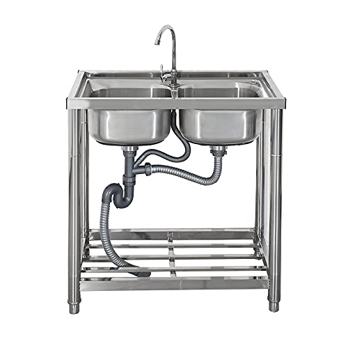 丈夫で衛生的なステンレス製流し台。 本体サイズ：横80x奥行45x高さ80cm(約)/シンク内のサイズ：横シンク35×奥行35×深さ18cm(約) /本体重量：8.7kg(約) ※1つずつ製造しているため、サイズや重量は多少の誤差があります...