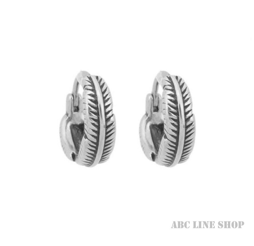 フェザー ピアス フープ リングタイプ 2つ入り 羽根 メンズ レディース お洒落 リング ステンレス かっこいい ユニセックス 両耳2つ入り フープタイプ 小ぶり 存在感あり 5