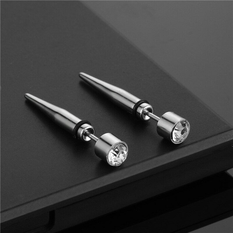 ピアス 耳たぶ 軟骨 スパイク メンズ 存在感あり 一粒 18G ステンレス合金 ネジ切りポスト アクセサリー 両耳 アクセサリー ボディピアス CZダイヤ ロングスパイク おしゃれ かっこいい 【存在感を放つスパイクデザイン】シャープなス...