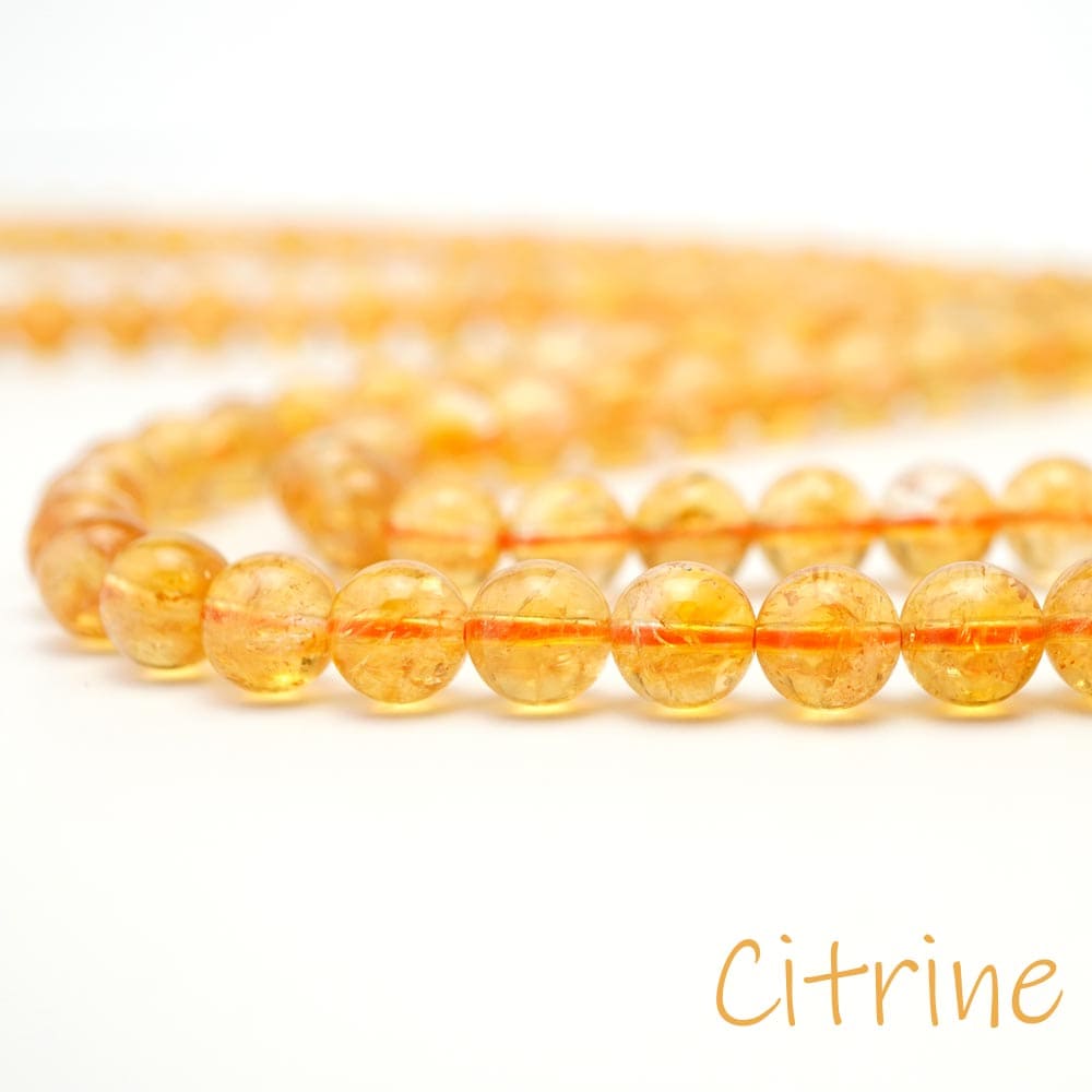 天然石名：シトリン 虹入り 天然石英名：Citrine 商品形状：連売り ビーズ径 8mm 約38cm ※ビーズ径+-0.5mm カラー：モニターの発色具合によって実際のものと色が異なる場合があります。ハンドメイドのブレスレット・アクセサリ...