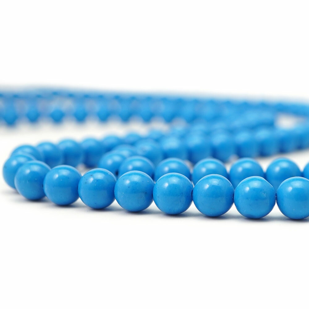 天然石名：ハウライトターコイズ 天然石英名：ハウライトターコイズ 商品形状：連売り ビーズ径 8mm 約38cm ※ビーズ径+-0.5mm ※当店で取り扱っているハウライトは「マグネサイト」です。現在一般的に流通しいるハウライトはそのほとん...