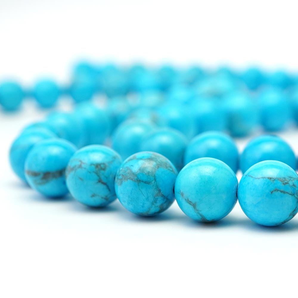 天然石名：ハウライトターコイズ 天然石英名：ハウライトターコイズ 商品形状：連売り ビーズ径 12mm 約38cm ※ビーズ径+-0.5mm ※当店で取り扱っているハウライトは「マグネサイト」です。現在一般的に流通しいるハウライトはそのほと...