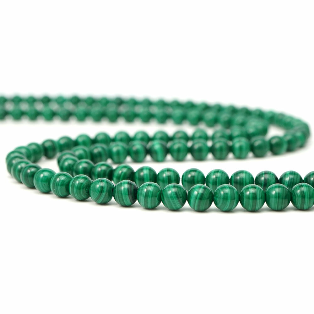 天然石名：マラカイト 天然石英名：Malachite 商品形状：連売り ビーズ径 6mm 約38cm ※ビーズ径+-0.5mm カラー：モニターの発色具合によって実際のものと色が異なる場合があります。ハンドメイドのブレスレット・アクセサリー...