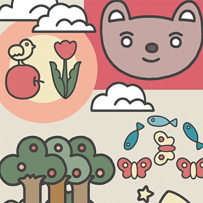 【のらくまちゃん】 ネコのようにも、コアラのようにも見えるくま、のらくまちゃん。 のらくまちゃんの仲間たちをコラージュの様に配置した楽しい柄です。 今日も平和なのらくまちゃんワールドへ、ようこそ！ 品番：nora-st1237-ox-a シ...