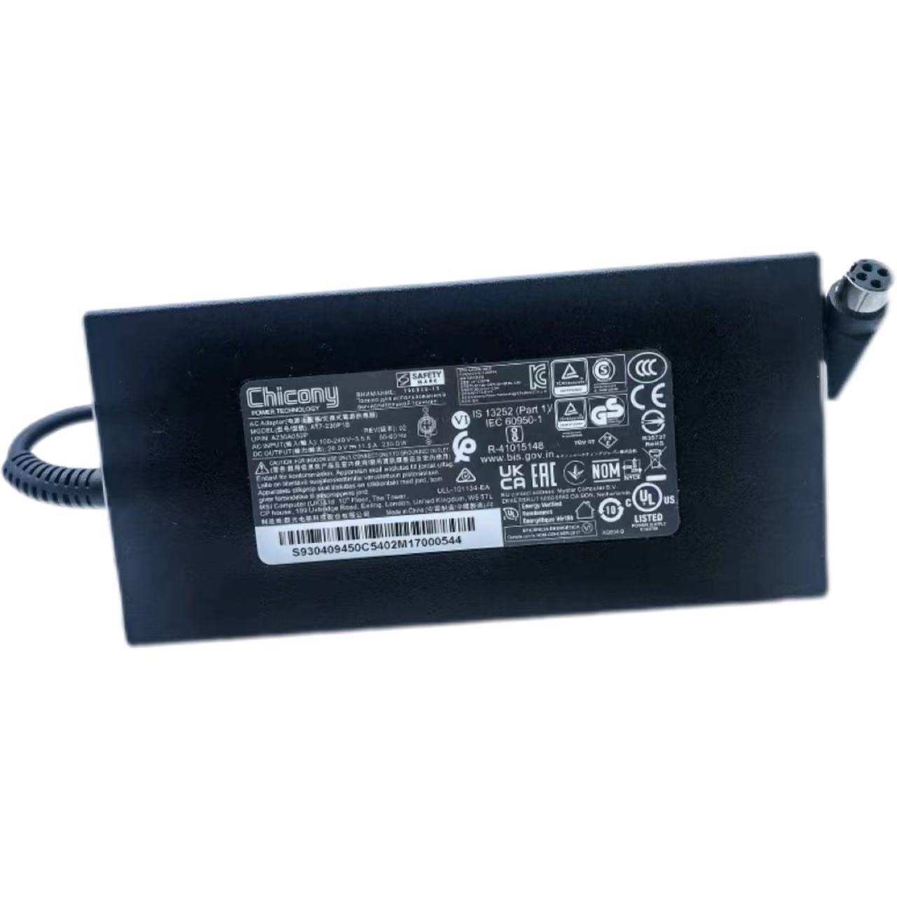 商品名 Chicony 230W 電源アダプター 型番 A17-230P1B OUTPUT 20V 11.5A DCコネクタ 丸型 4P P1&4 対応機種一部 MSI GT76 Titan DT RTX 2080 i7 9900K MSI...