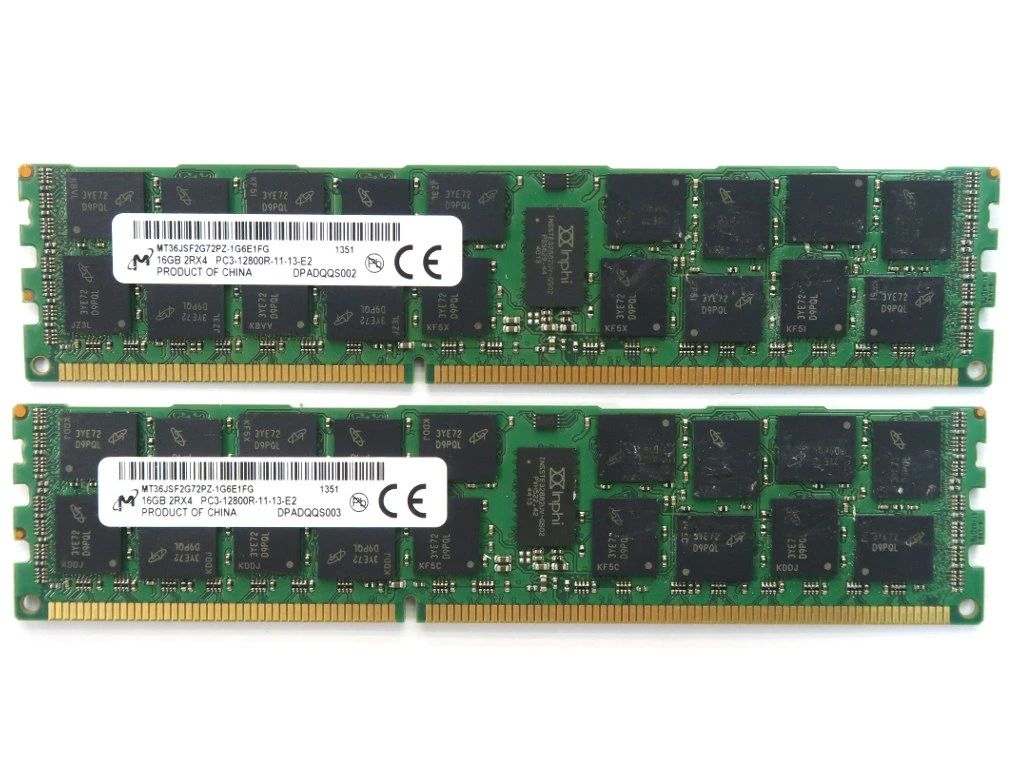 商品情報 No.302202049メーカーMicron商品名 型番・型名16GBx2枚セット32GB分 PC3-12800R DDR3L Registered ECC仕様PC3-12800R Registered ECC仕様16GBメモリ2...