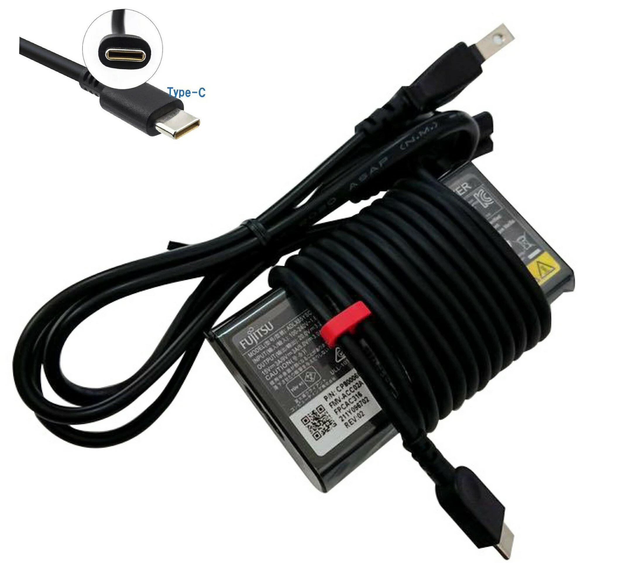 商品名 Fujitsu 65W USB-C 小型軽量ACアダプタ 型番 FMV-ACC02A 仕様 AC100～240V DC20V/3.25A, DC15V/3A, DC9V/3A, DC5V/3A 対応機種一部 LIFEBOOK U93...