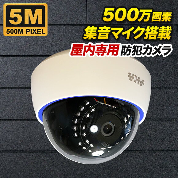 【防犯カメラ・監視カメラ】ドーム型 屋内 500万画素カラー 赤外線LED内蔵屋内カメラ● 関連キーワード防水 カメラ hd 、防犯カメラ 500万画素 、レンズ 広角 、防犯カメラ 2台 、屋内 防犯カメラ 、防犯カメラ 録画 、監視カメ...