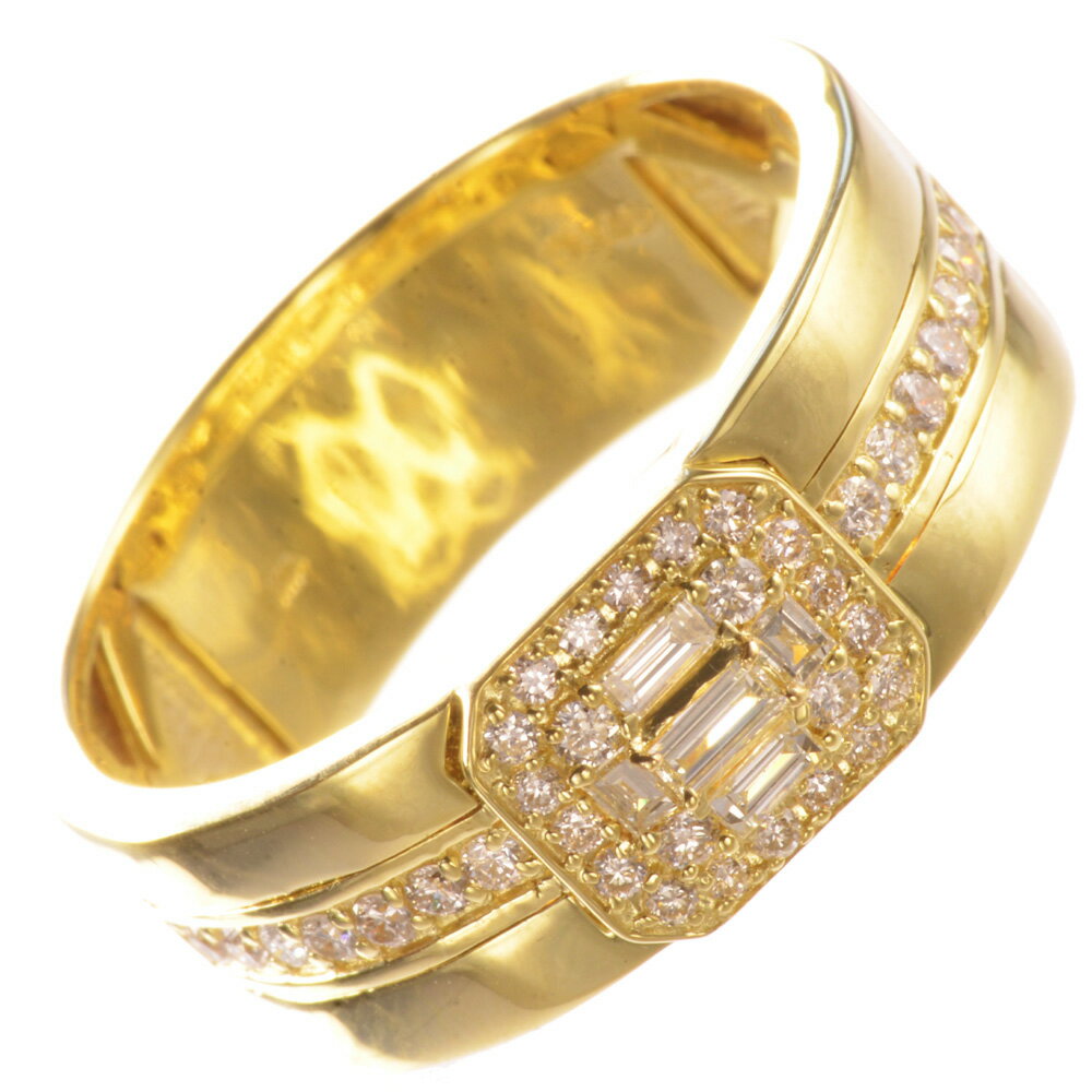 商品番号 CTC02130 使用貴金属 K18(18金イエローゴールド) 刻印有り 使用石 ダイヤモンド計0.45カラット 刻印有り 総重量 約8g（20号にて計量） サイズ 幅（リング上部）約7.9mm 幅（リング下部）約8.0mm 厚み...