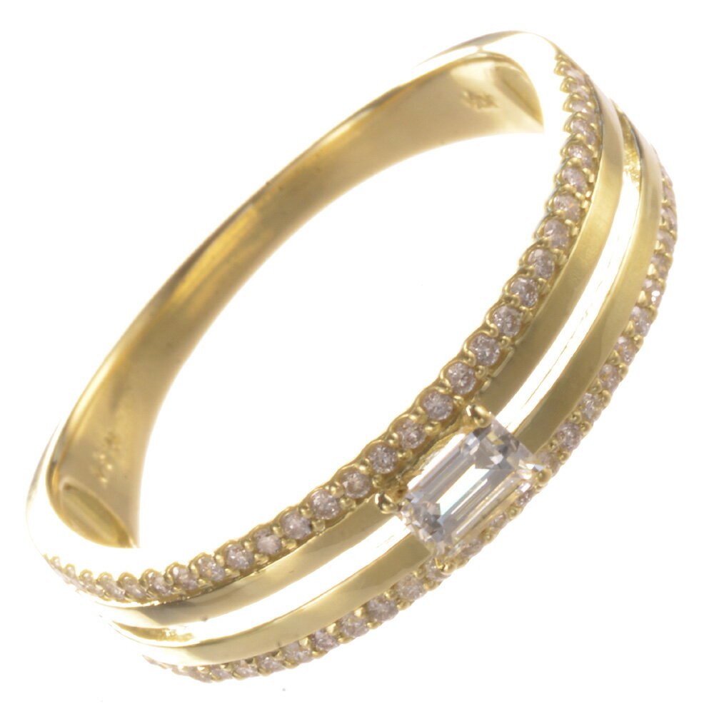 商品番号 CTC02173 使用貴金属 K18(18金イエローゴールド) 刻印有り 使用石 ダイヤモンド計0.34カラット 刻印有り 総重量 約3g（18号にて計量） サイズ 幅（リング上部）約4.9mm 幅（リング下部）約1.9mm※18...