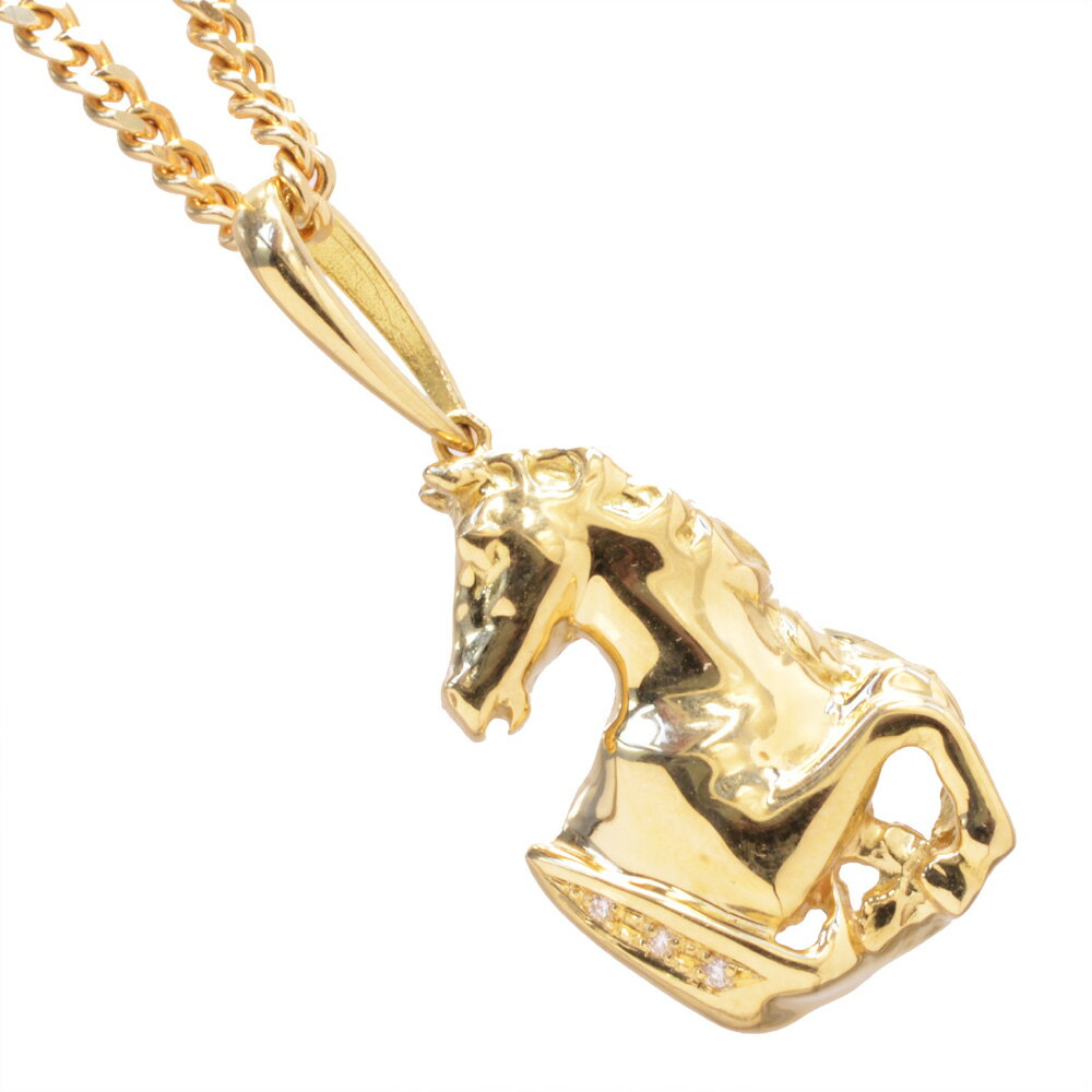 商品番号 CTC02476 使用貴金属 トップ K18（18金イエローゴールド） 刻印有り チェーン K18（18金イエローゴールド） 刻印有り 使用石 ダイヤモンド計0.02カラット 刻印有り 総重量 約13g（トップ約3g/チェーン約1...