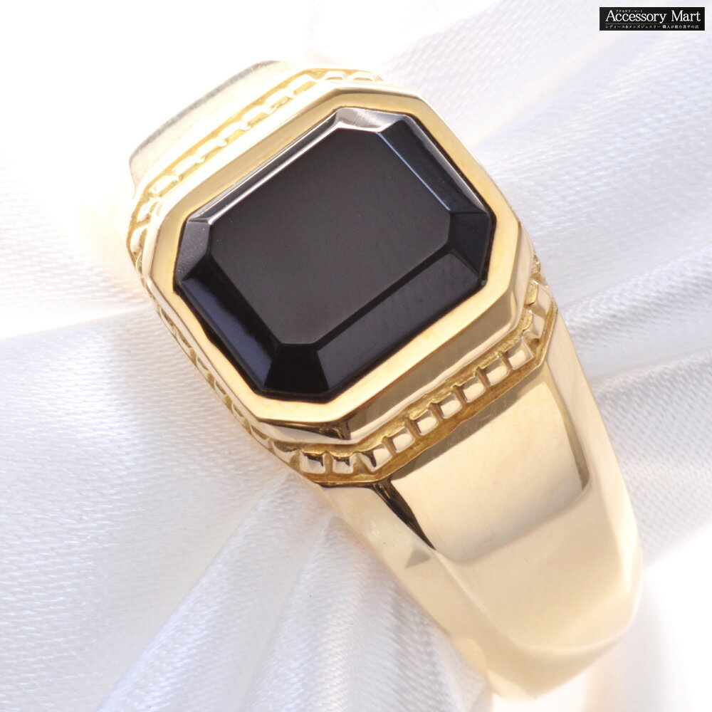 商品番号 GAC00001 使用貴金属 K18（18金イエローゴールド） 刻印入り 使用石 オニキス 刻印無し 総重量 約10g 18号で計量しています サイズ 幅（リング上部）約10.8mm 幅（リング下部）約3.1mm 厚み（リング上部...