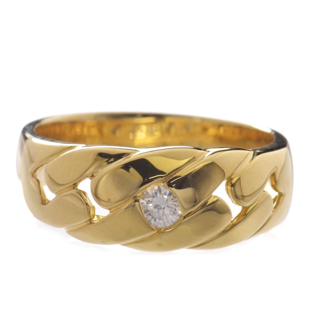 商品番号 FBD00023 使用貴金属 K18（18金イエローゴールド） 中石 ダイヤモンド0.15カラット 総重量 約7.5g（19号にて計量） サイズ 幅（リング上部）約8.4mm 幅（リング下部）約5.3mm厚み（リング上部）約3.2...