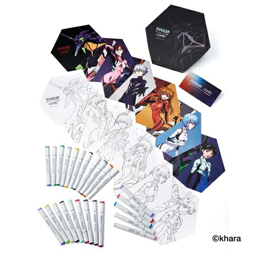 エヴァンゲリオン×コピック コラボセット コピックとしては初の試みとなる、 オリジナルの色名と色番号がプリントされたコピックスケッチと、 本企画のために構成されたカラーラインナップで、 エヴァンゲリオンの機体やパイロットを自分の手で塗って楽...