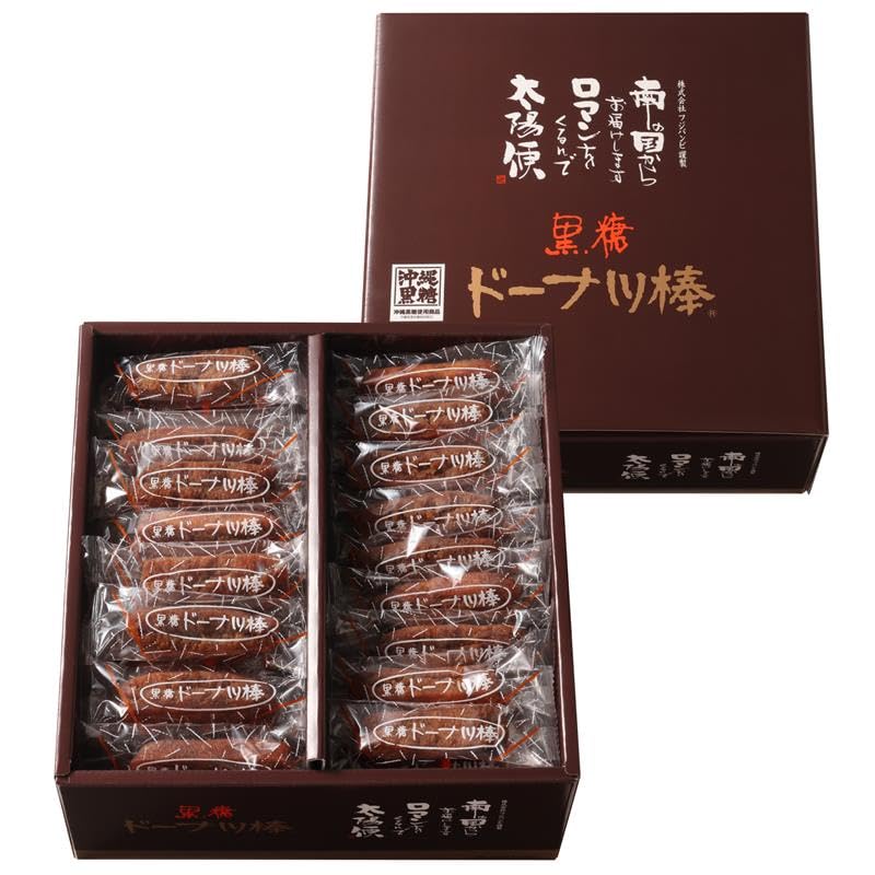 60本入り小麦粉（国内産）、植物油脂、糖類〔黒糖（沖縄産）、粗糖、水あめ、糖蜜〕、還元水あめ、鶏卵、ショートニング、はちみつ／膨張剤商品紹介 お土産でも大人気の黒糖ドーナツ棒です。オフィスでのおやつに、みんなにお配りに最適です。 原材料・成...